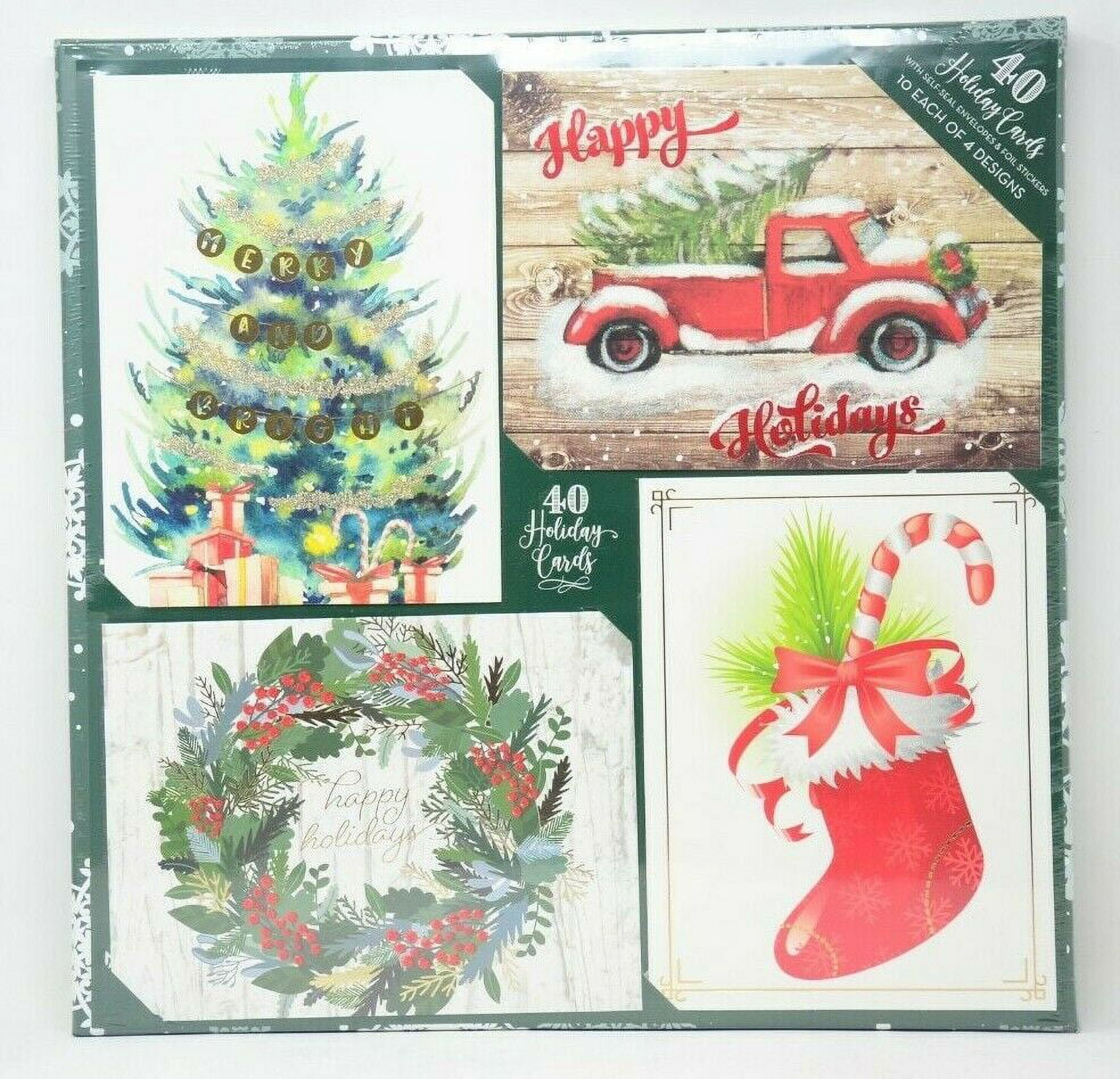 40 Traditional Festive Holiday Cards with Matching Self Sealing ...