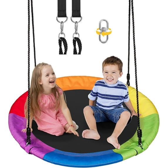 40 in Tree Swing for Kids & Adults, Reinforced 4-Tubes Steel Frame ...