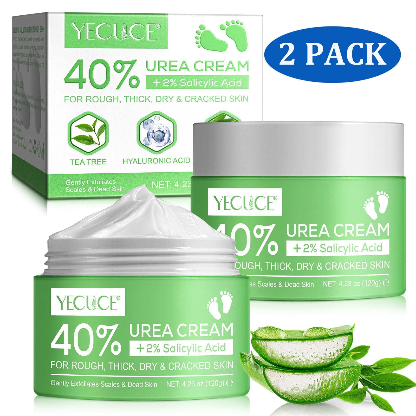 40% Urea Cream 2% Salicylic Acid (2 Pack), Foot Cream Hand Lotion for ...