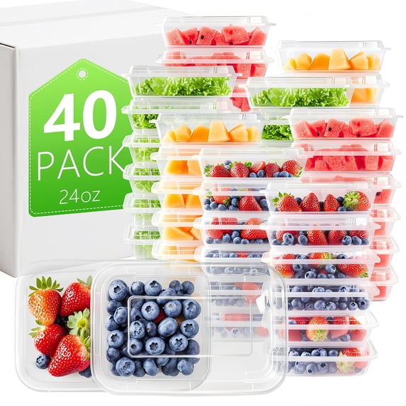 [40 Value single one compartment 24 OZ Meal Prep Storage Containers ...
