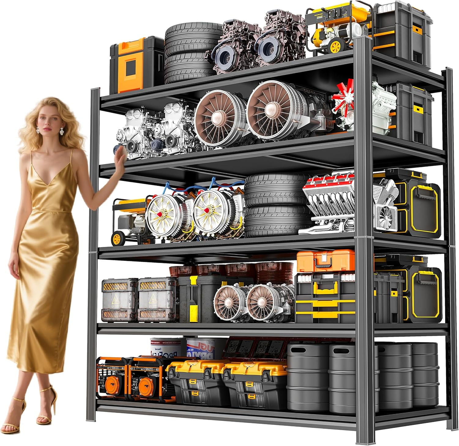 40" W Heavy Duty 5-Tier Garage Storage Shelving Unit - 3000 lb Capacity ...