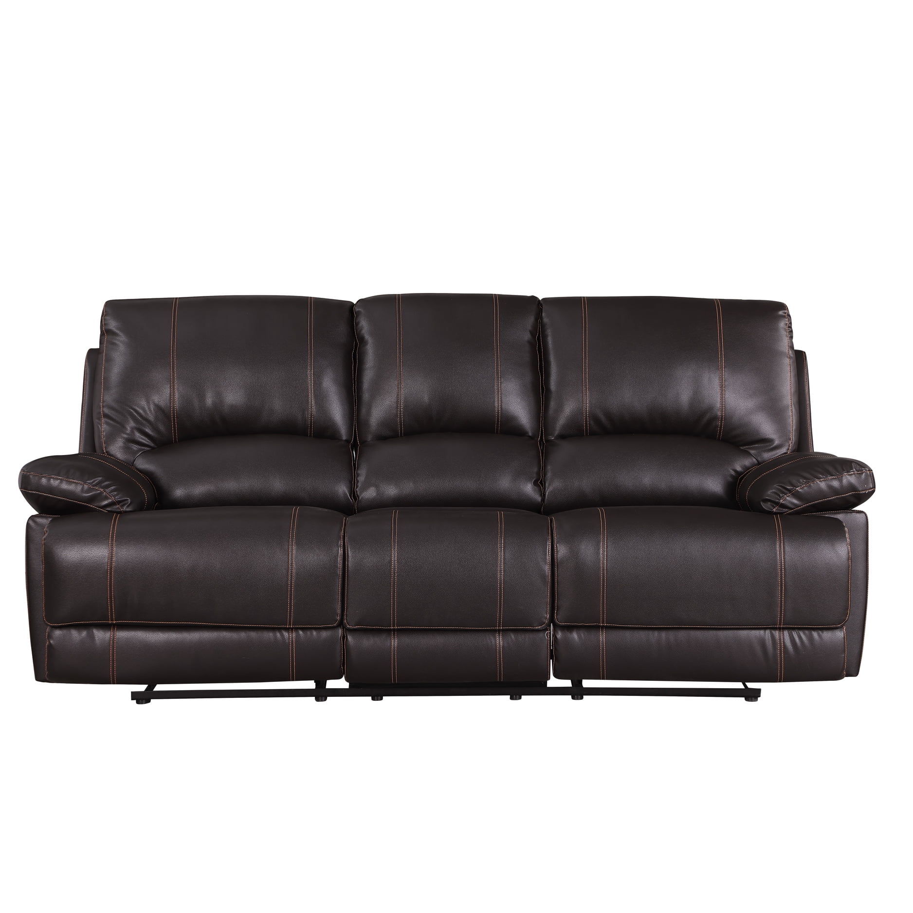 40" W X 41" H 89" D Reclining Leather With Lumbar Support, Brown ...