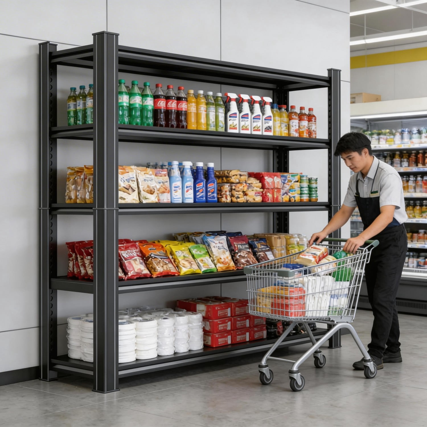 40"W x72"H Heavy Duty Garage Shelving, 5 Tier 3000LBS Industrial Steel ...