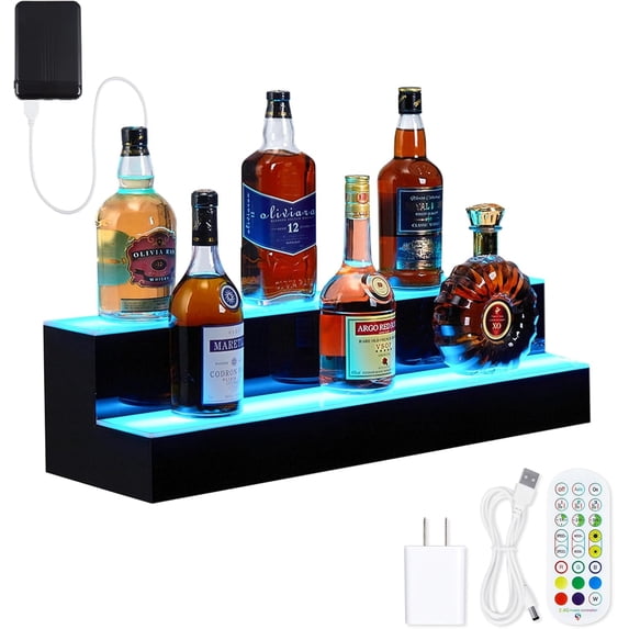 40" Wall-Mounted LED Display Shelf – 2-Tier with Remote Control ...