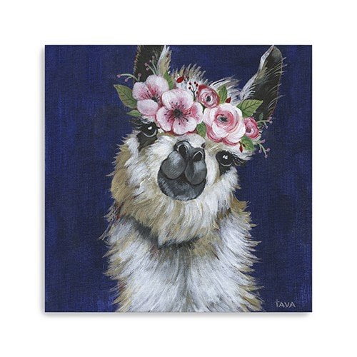40" Watercolor Flower Llama Canvas Wall Art - Walmart.com