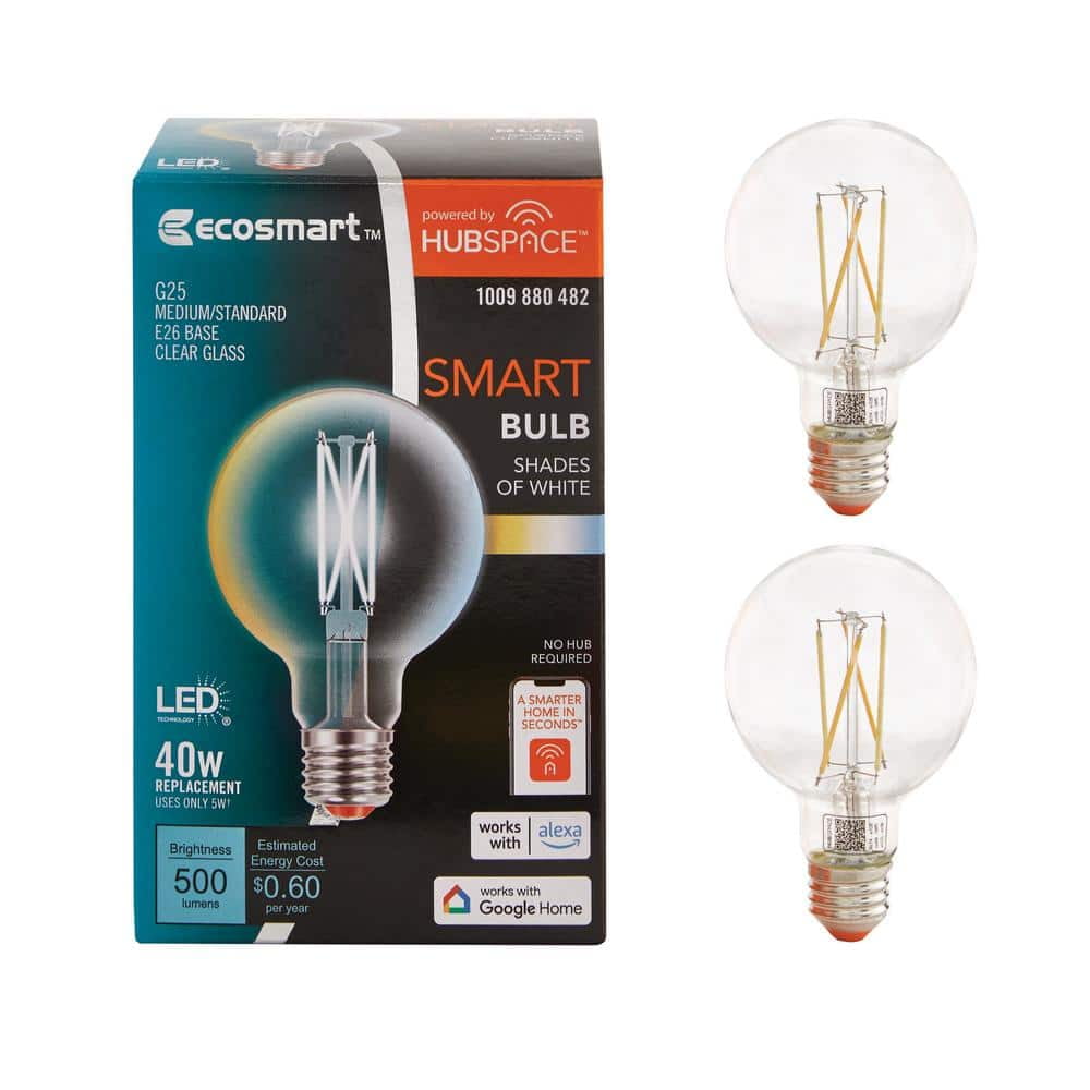 40-Watt Equivalent Smart G25 TUNWHT 2700K-6500K Clear CEC LED Light ...