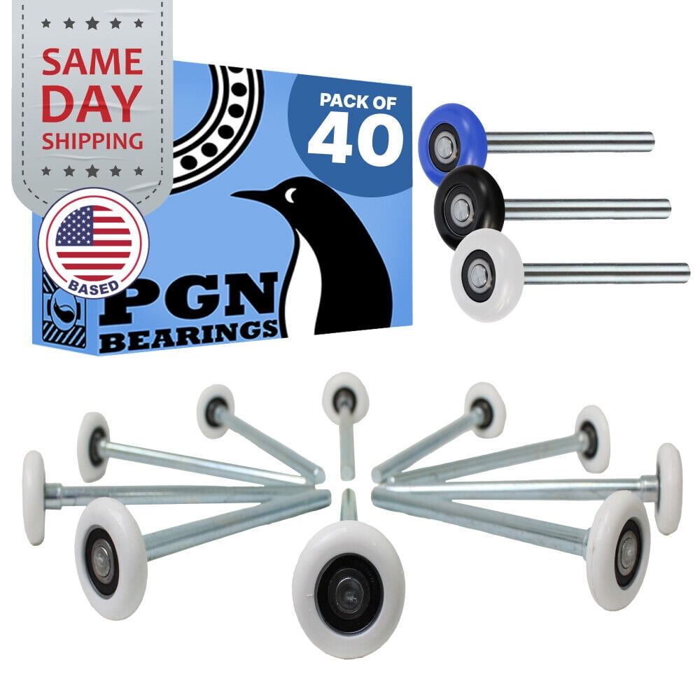 (40) White Garage Door Rollers Replacement (2" Nylon Wheels / 7" Stem ...