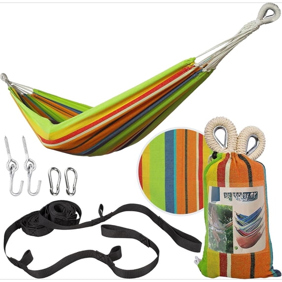 40" Wide Hammock w/Hand-Woven Rope Loops & Hanging Hardware, Outdoor ...