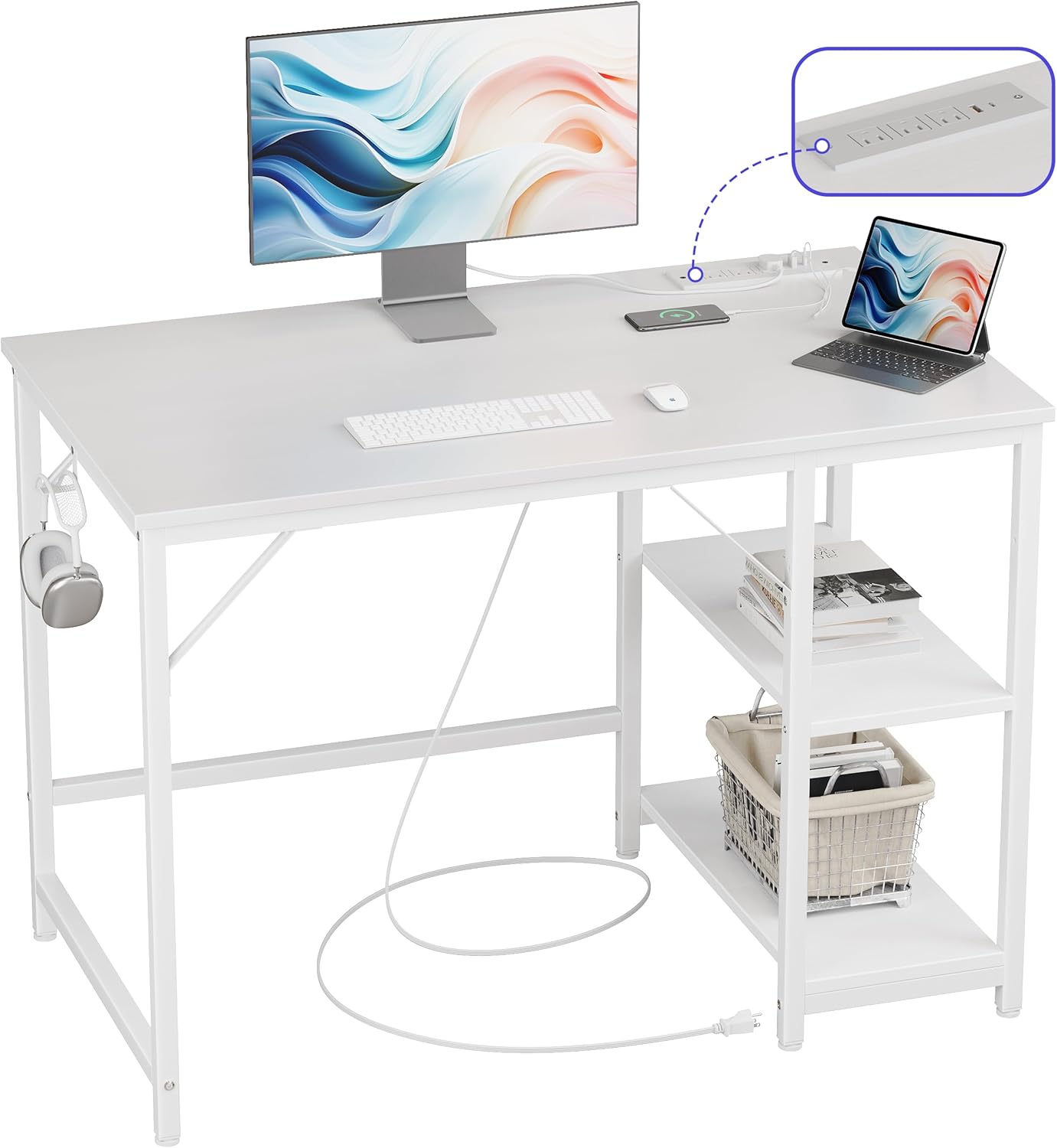 40 X 24 Inch Small Gaming Computer Desk with USB & Type-C Outlet, Home ...