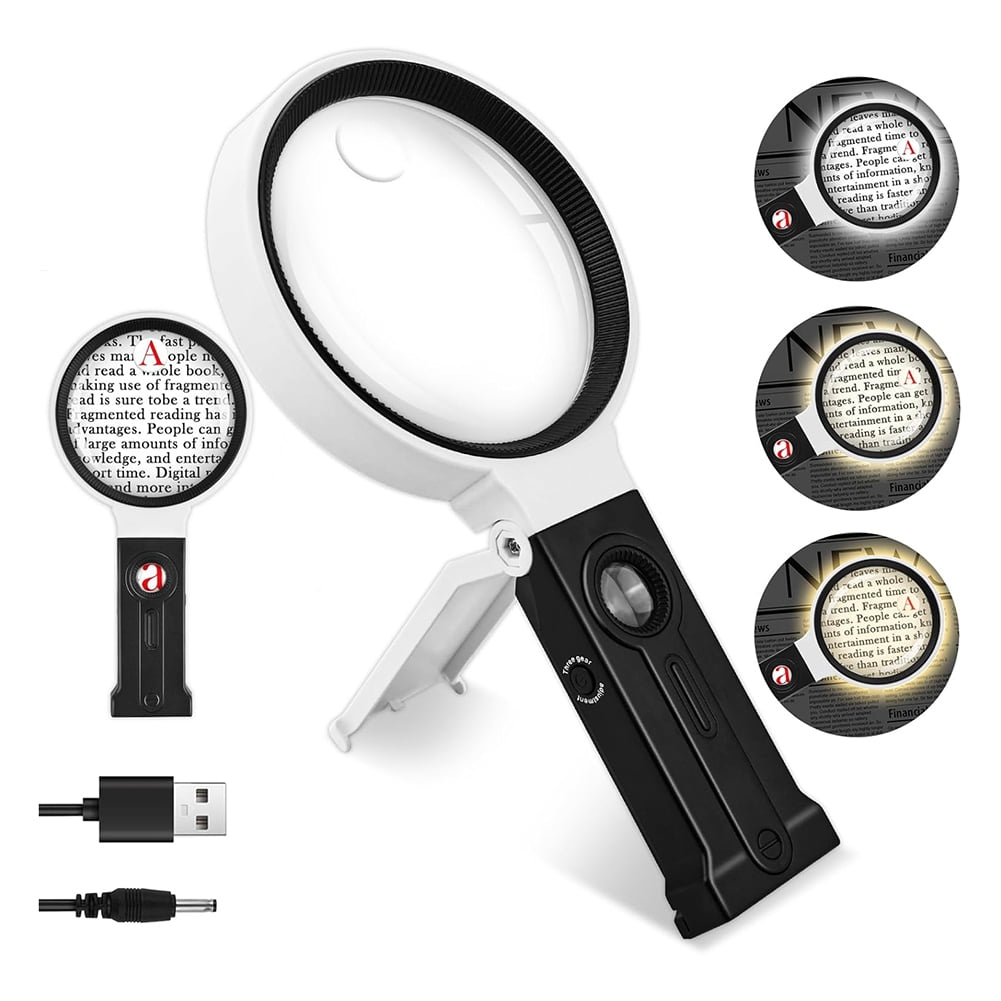 40 X 30 10 Times Magnifying Glass, 36 LED Light-Emitting Magnifier ...