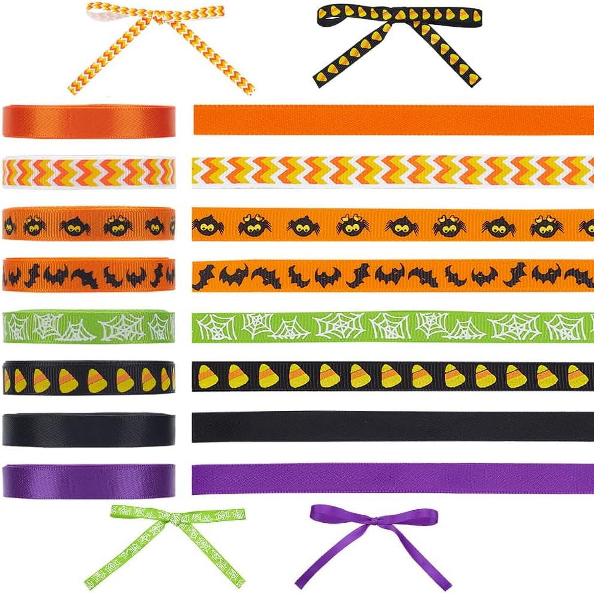 40 Yards Halloween Ribbon Orange and Black Grosgrain Ribbon 8 Rolls 3/8 ...