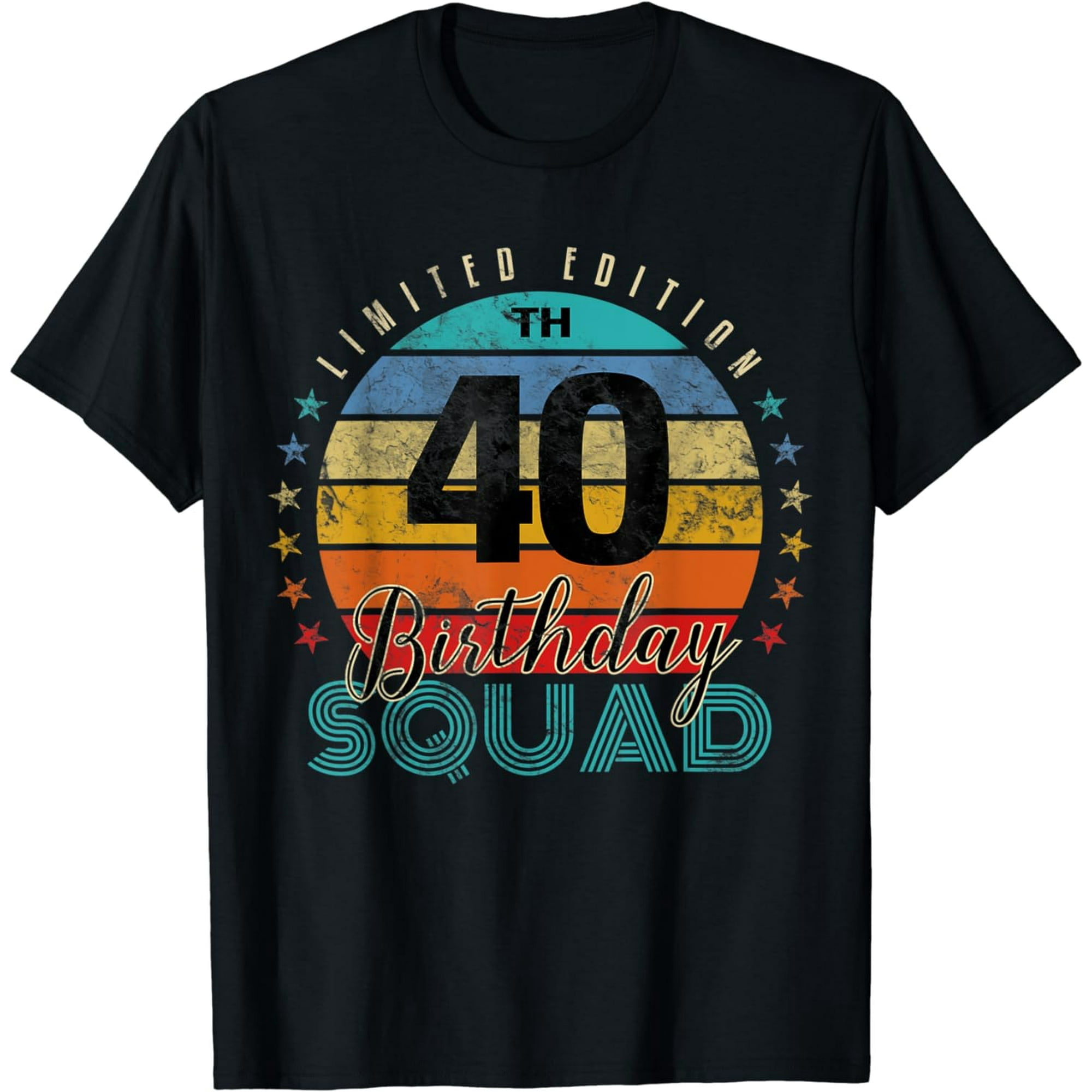 40 Year Old Birthday Squad Vintage 40th B-Day Group Friends T-Shirt ...