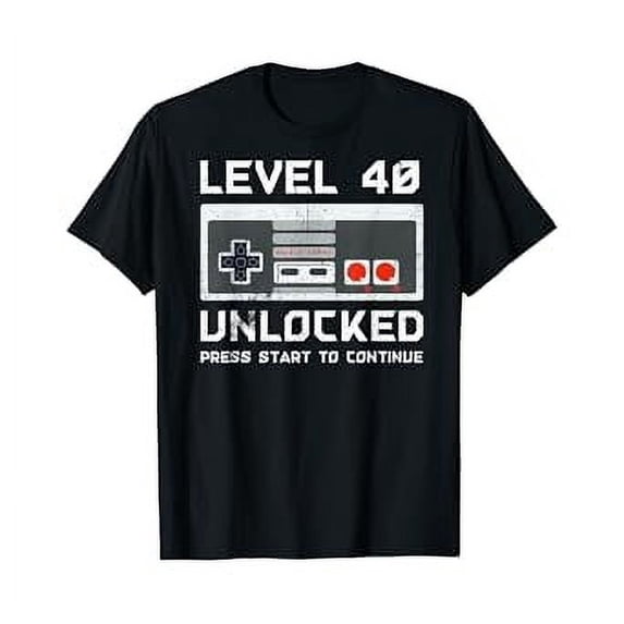 40 Year Old Forty Birthday Gift Level 40 Unlocked Gamer T-Shirt Hot ...