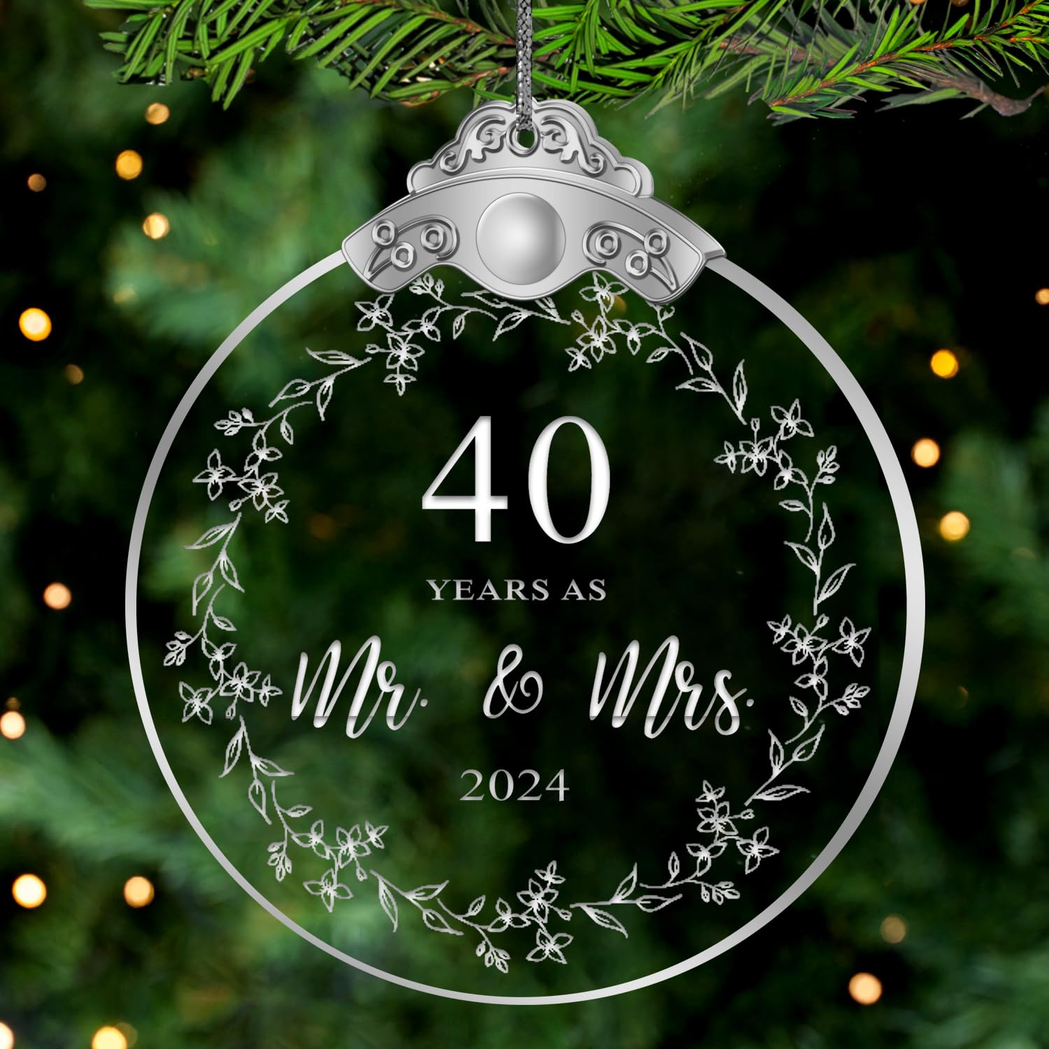40 Years As Mr. STF9 & Mrs Christmas Glass Ornament 2024, 40th 40 Years ...