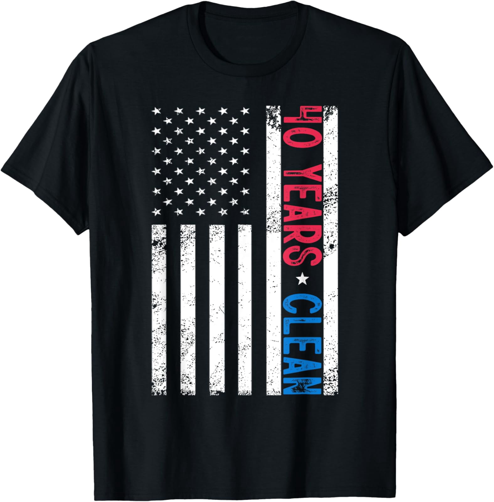 40 Years Clean & Sober Us Flag Recovery Sobriety Anniversary T-Shirt ...
