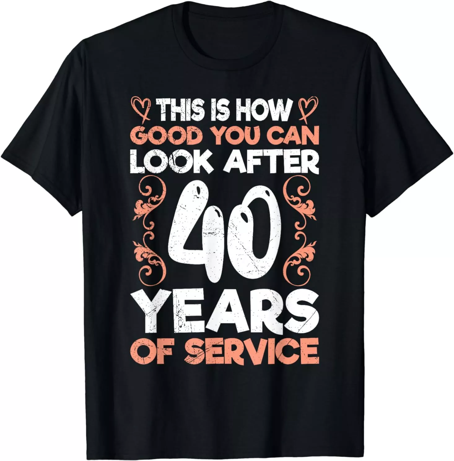 40 Years Of Service 40 Years Of Work Anniversary Best, Vintage T-Shirt ...