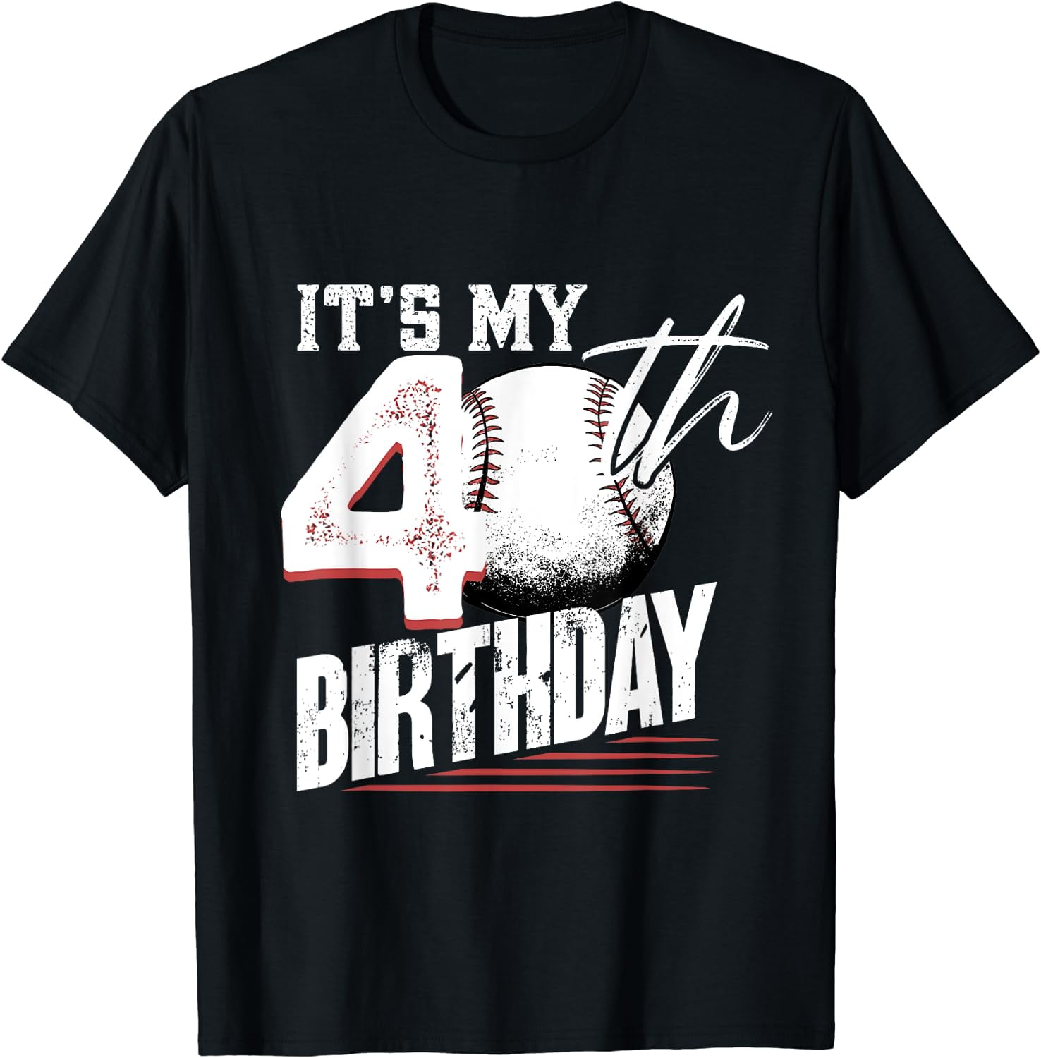 40 Years Old Vintage Baseball 40th Birthday T-Shirt Black Large ...
