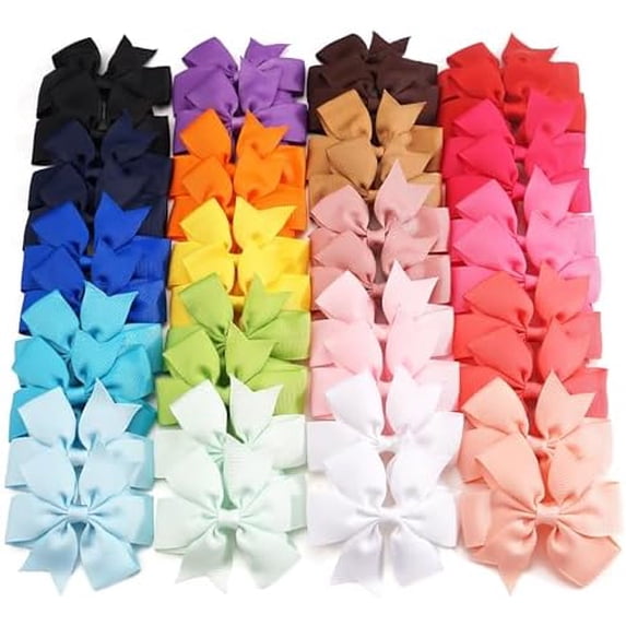 40 count 3 Inch Boutique Grosgrain Ribbon Pinwheel Hair Bows Clips For ...
