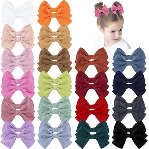 40 count 3Inch Hair Bows for Girls, Neutral Pigtail Bows Clips Hair ...