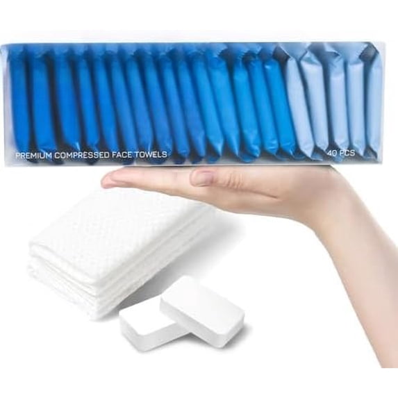 40 count Disposable Compressed Towels Tablets Large Size Portable ...