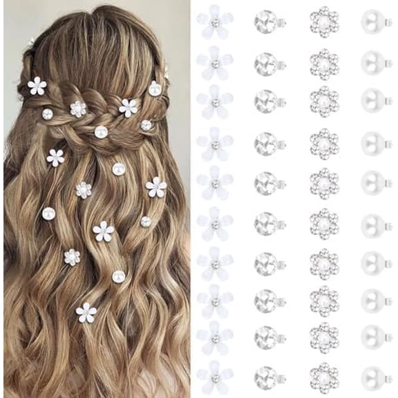 20 count Mini Flower Hair Clips Decorative Rhinestone Hair Pins Small ...