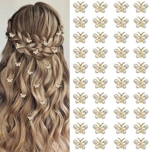 40 count Mini Rhinestone Butterfly Hair Clips Cute Hair Pins Small ...
