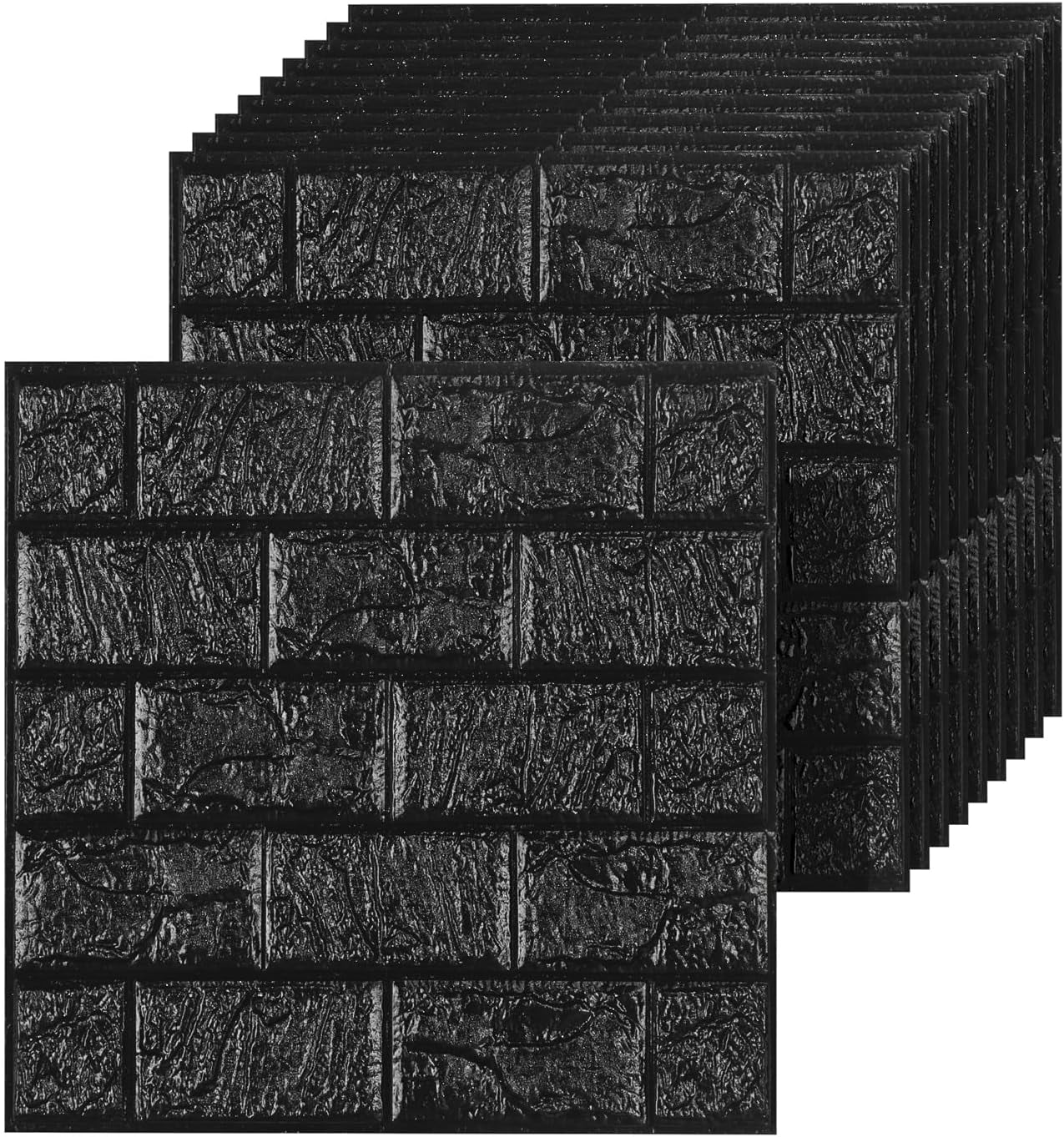 40 count Wall Panels Peel and Faux 11.8"*11.8" Black Brick Wallpaper ...