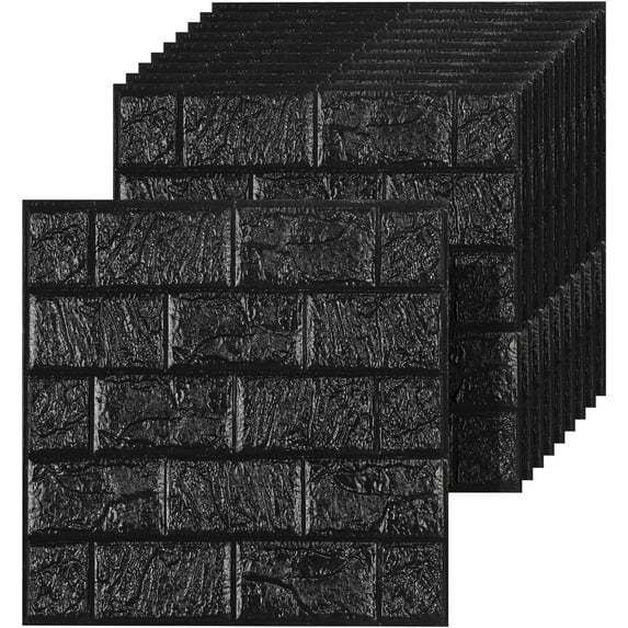 40 count Wall Panels Peel and Faux 11.8"*11.8" Black Brick Wallpaper ...