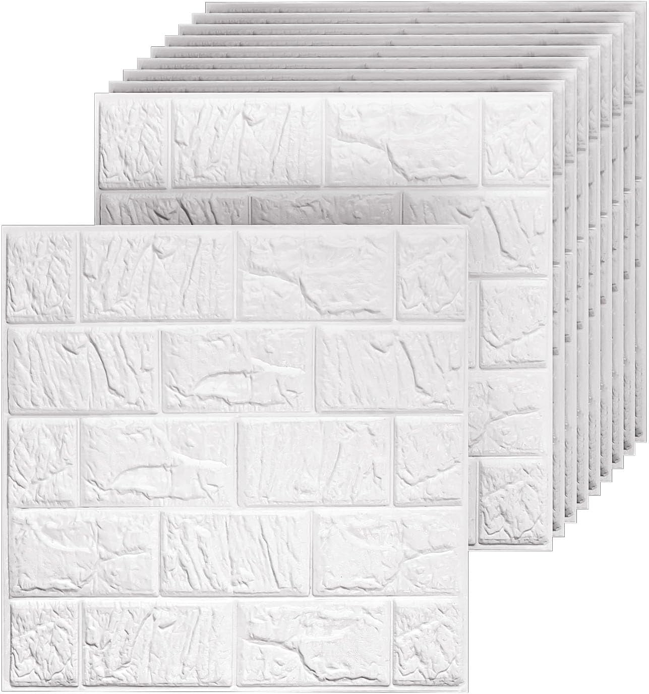 40 count Wall Panels Peel and Faux 11.8"*11.8" White Brick Wallpaper ...
