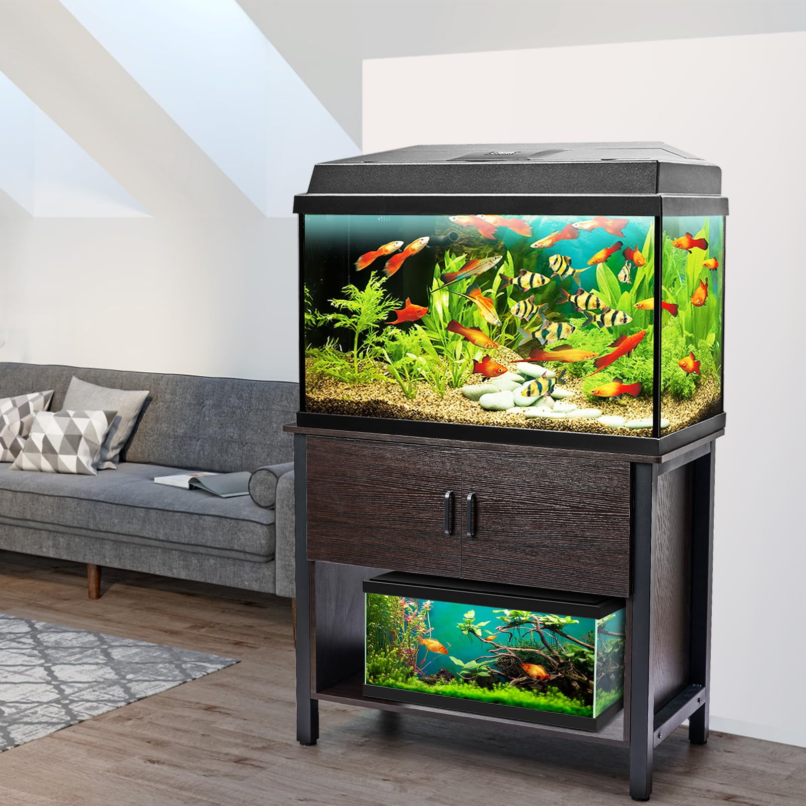 40-gallon Aquarium Tank Stand, Large Fish Tank Table, Metal Frame Fish ...