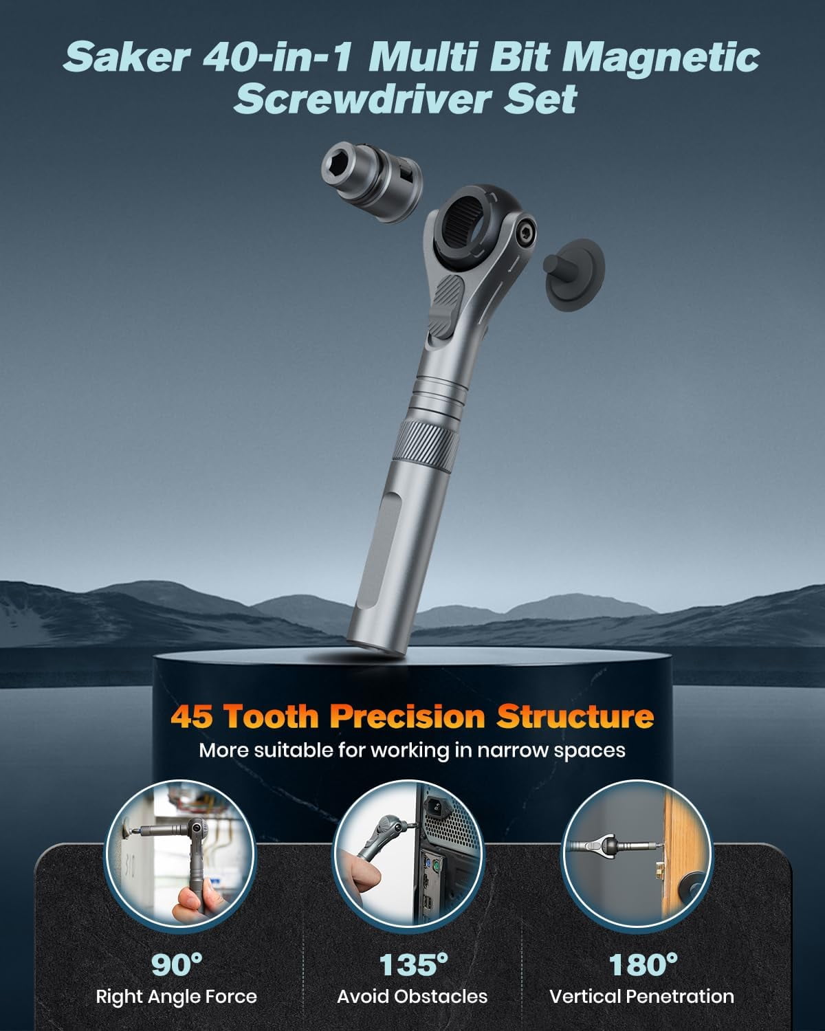 40-in-1 Magnetic Screwdriver Set with 180 ° Ball-Joint Handle ...