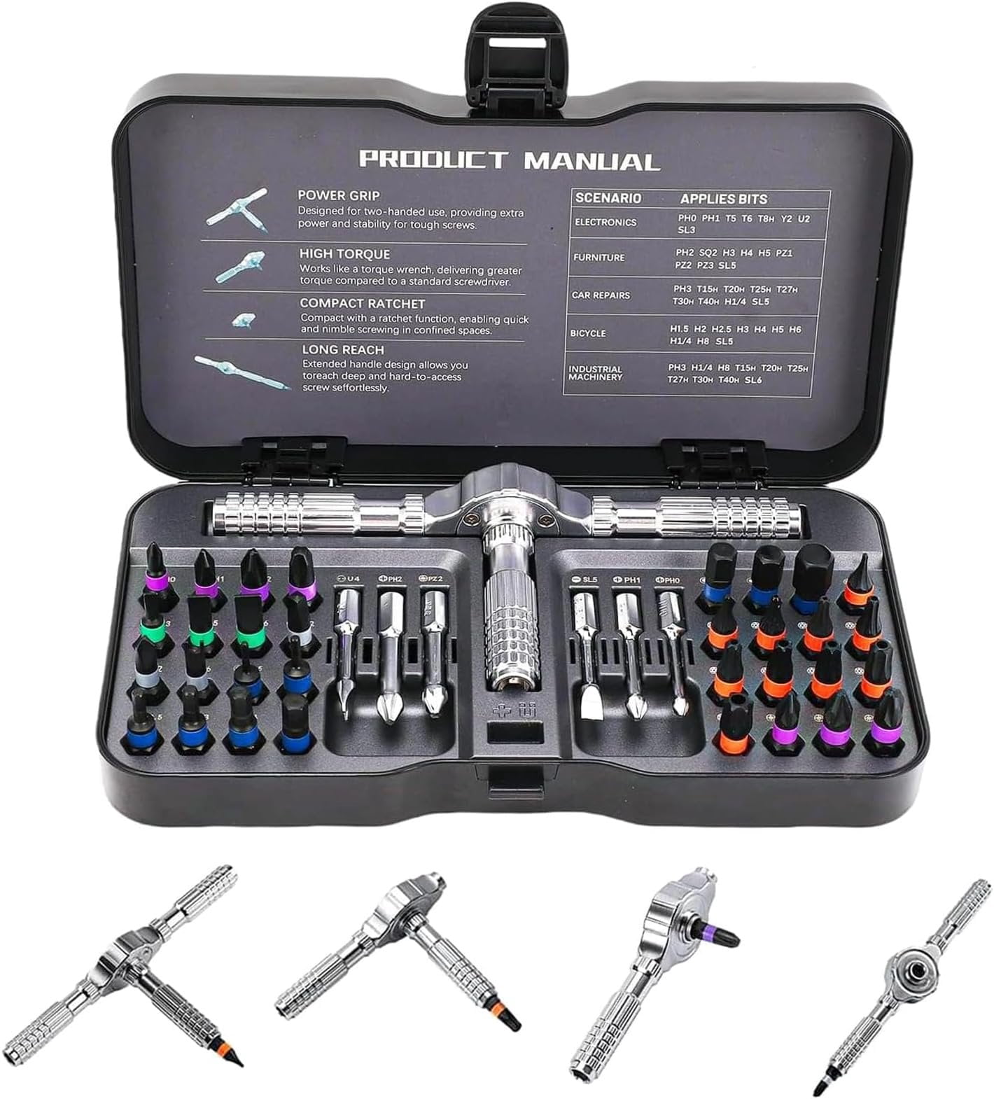 40 in 1 Ratchet Set, Multi Bit DIY Set with Detachable Ratchet Handle ...