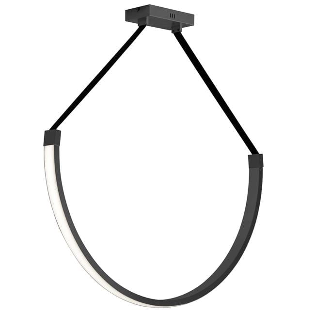 40 in. 50 watt Regan LED Matte Black Pendant Ceiling Light with White ...