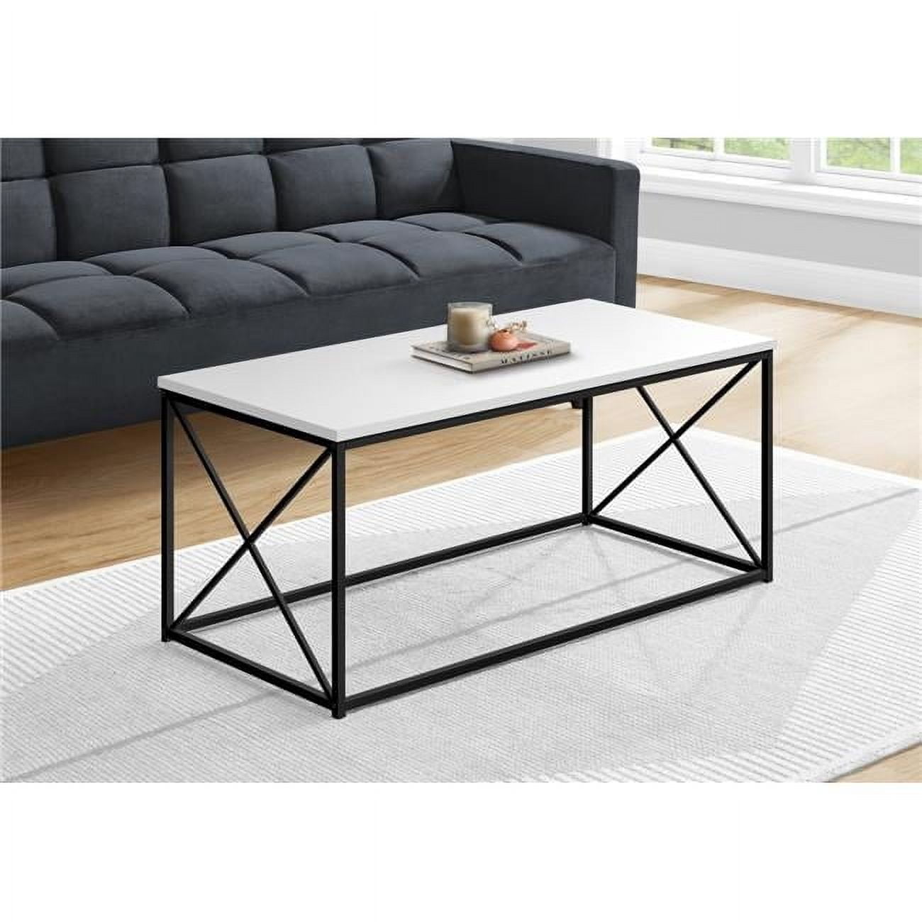 40 in. Coffee Table, White - Black Metal - Walmart.com