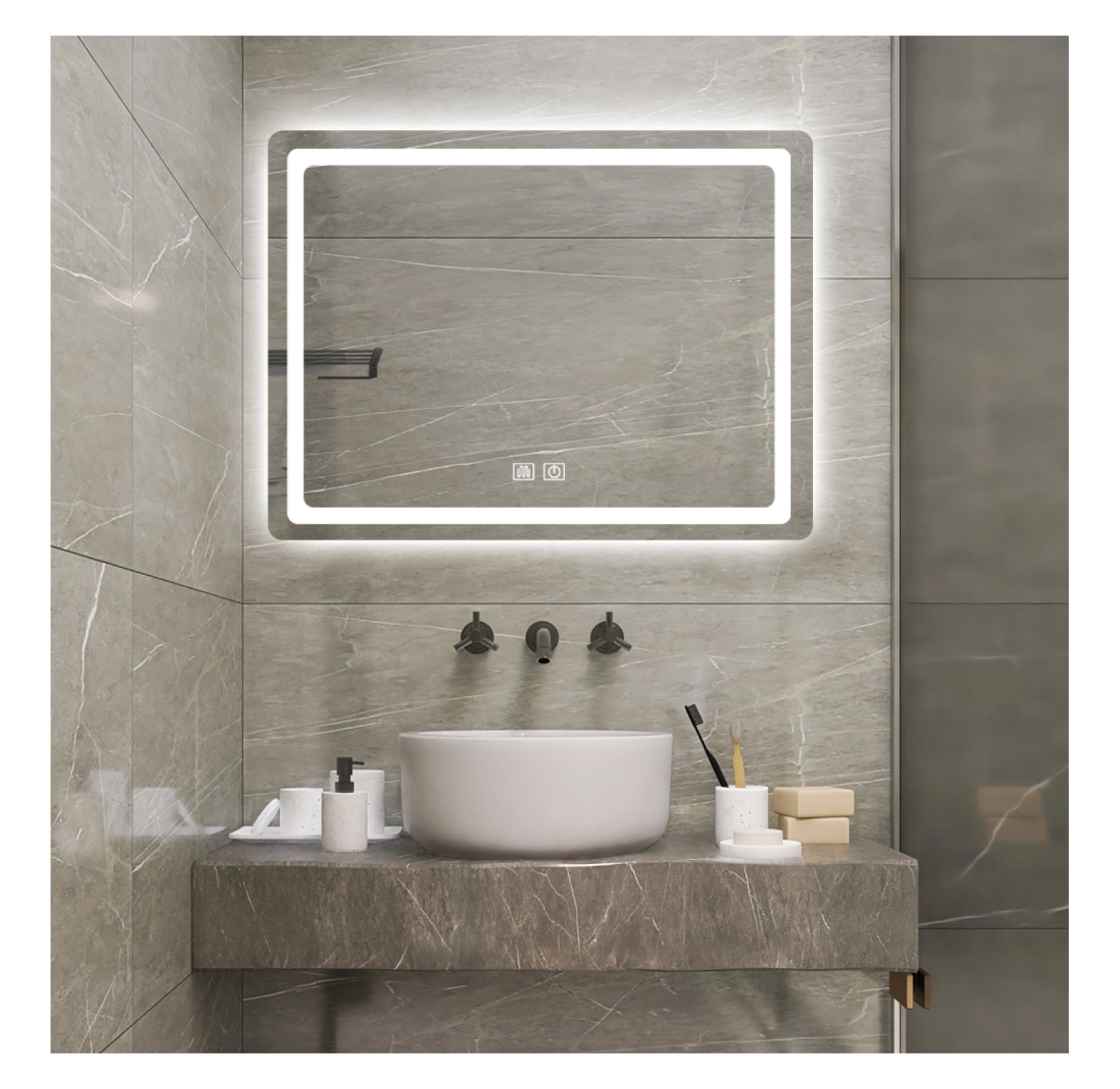 40 in. H LED Single Bathroom Vanity Mirror in Polished Crystal Bathroom ...
