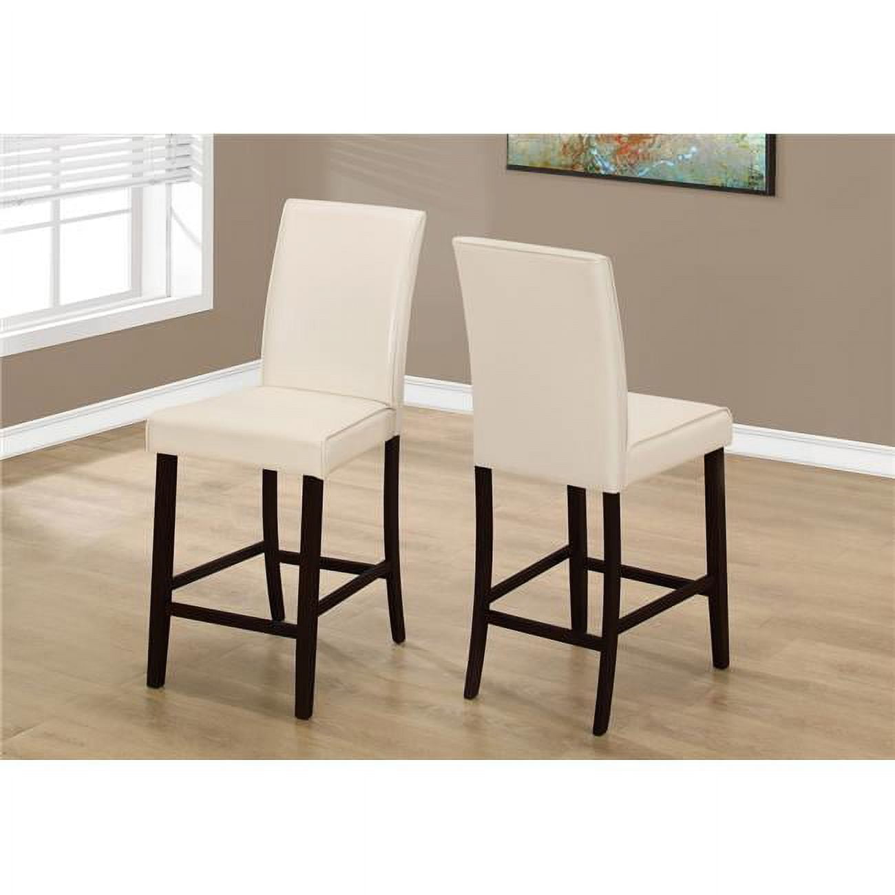 40 in. Ivory Leather Look, Solid Wood & MDF Counter Height Dining ...