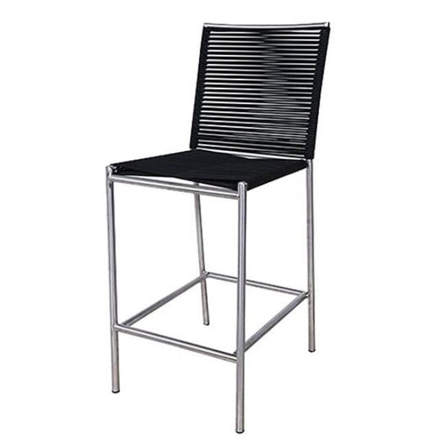 40 in. Outdoor Counter Height Stool with Bungee Cord Seat, Gray, Steel ...