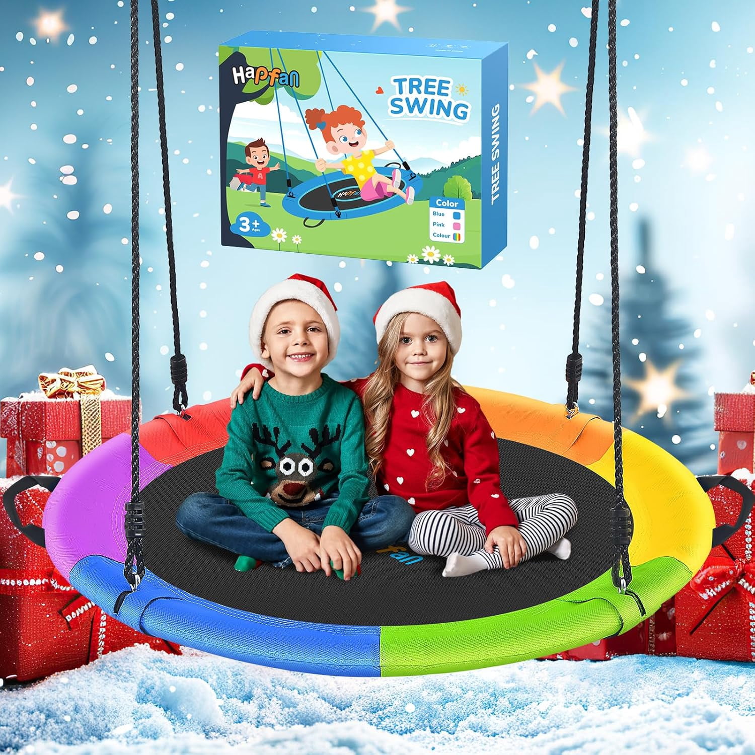 40 in Saucer Tree Swing for Kids and Adults Outdoor, Textilene Fabric ...