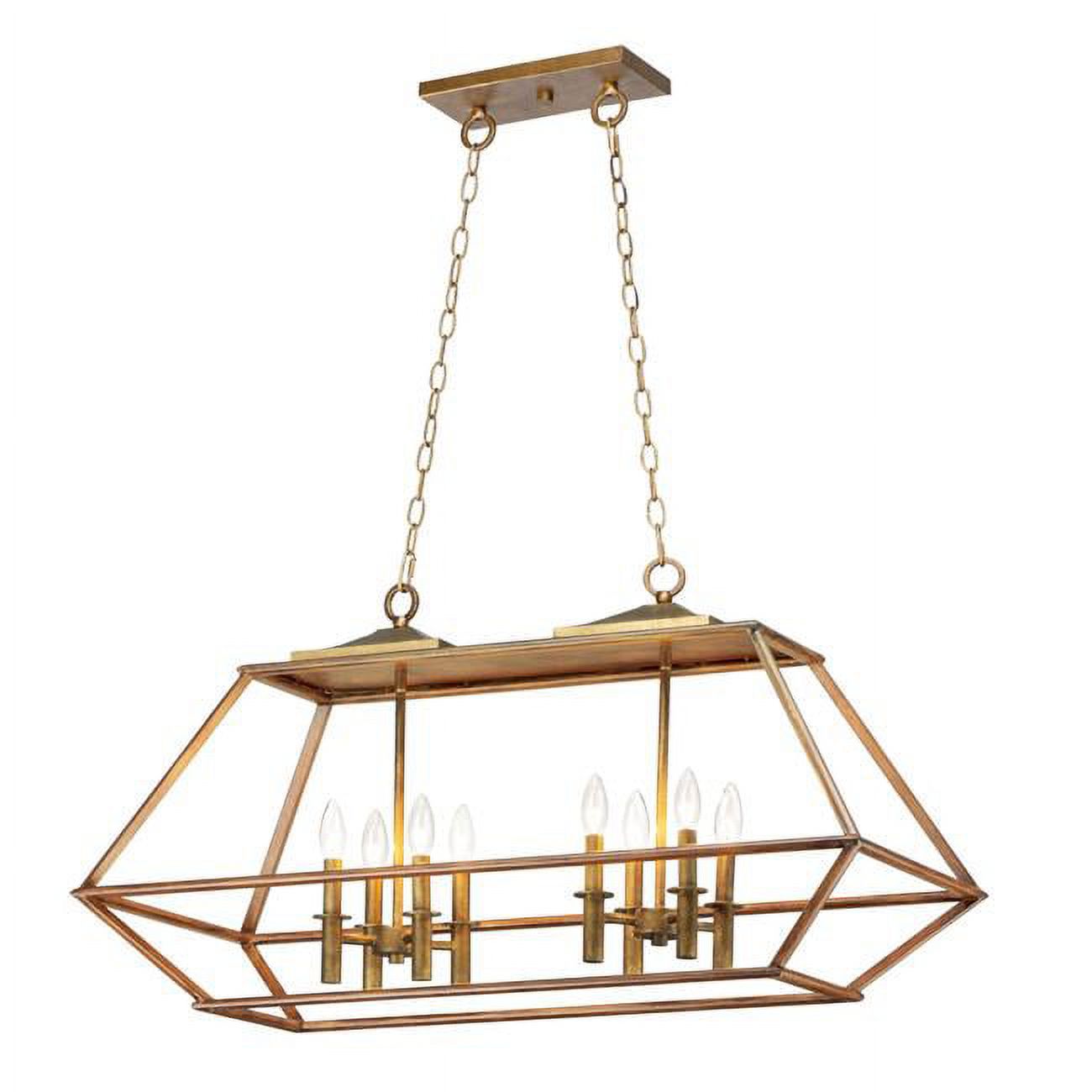 40 in. Woodland 8 Light Hazel & Burnished Gold Linear Pendant Ceiling ...