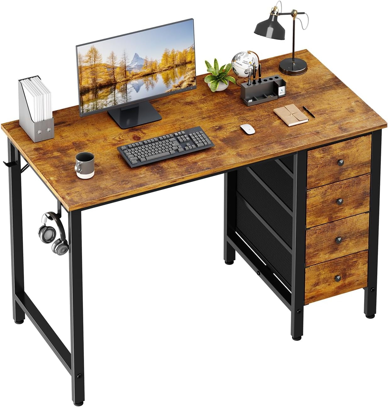 40 inch Computer Desk with 4 Drawers, Kids Student Small Desks for Home ...