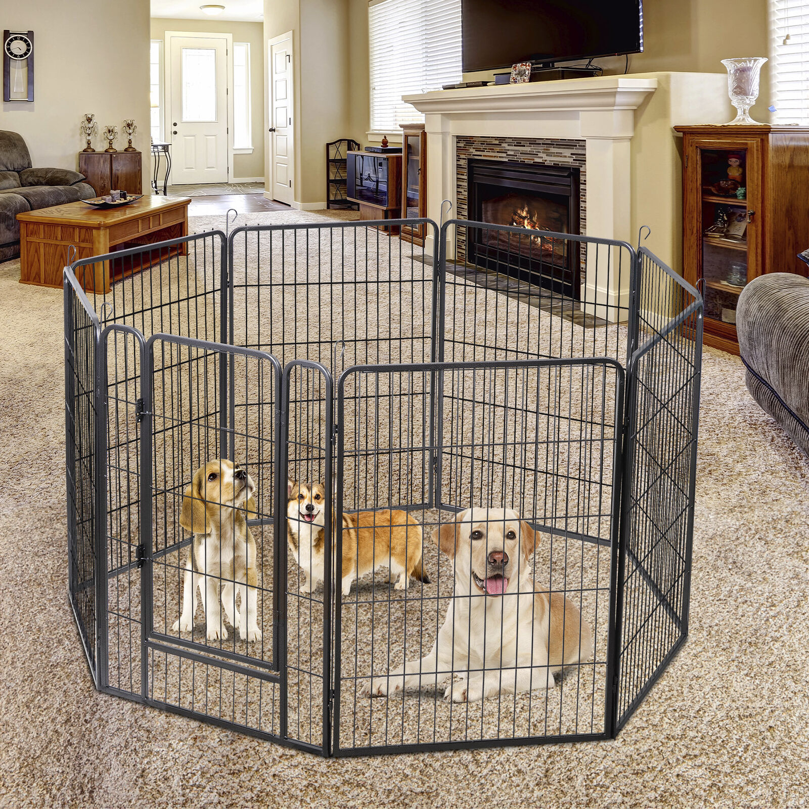 40 inch H Dog Fence Outdoor for Yard 8 Panels Dog Pet Playpen Exercise ...