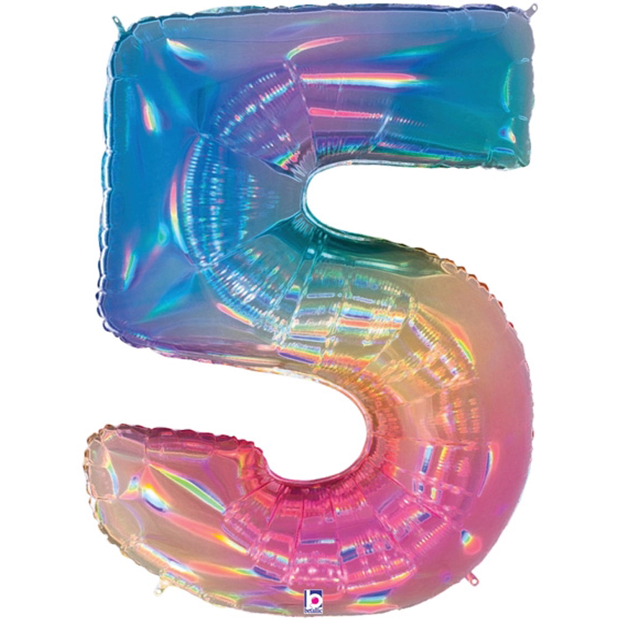 40 inch Number 5 - Opal Rainbow Megaloon Foil Mylar Balloon - Party ...