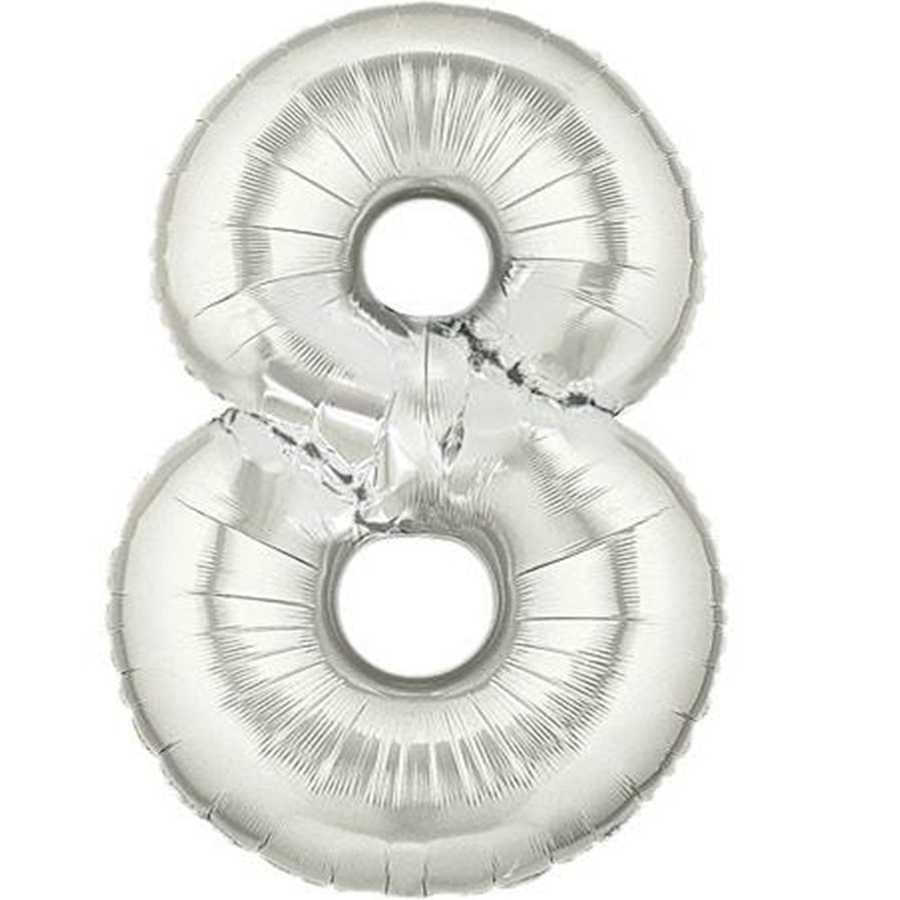 40 inch Number 8 - Silver Megaloon Betallic Foil Mylar Balloon - Party ...