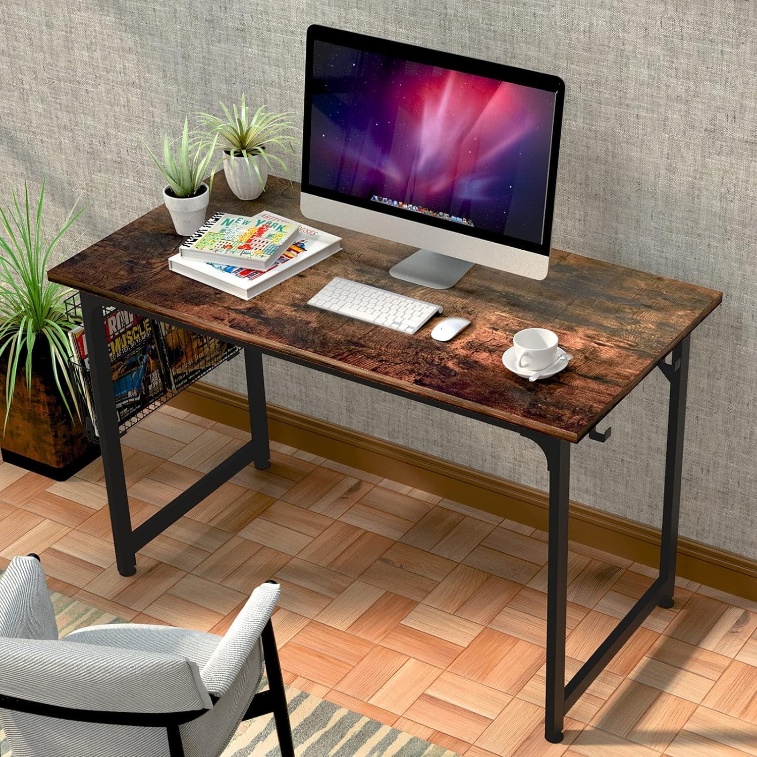 40 inch Office Desk, with Storage Home Office Work Desk with Headphone ...