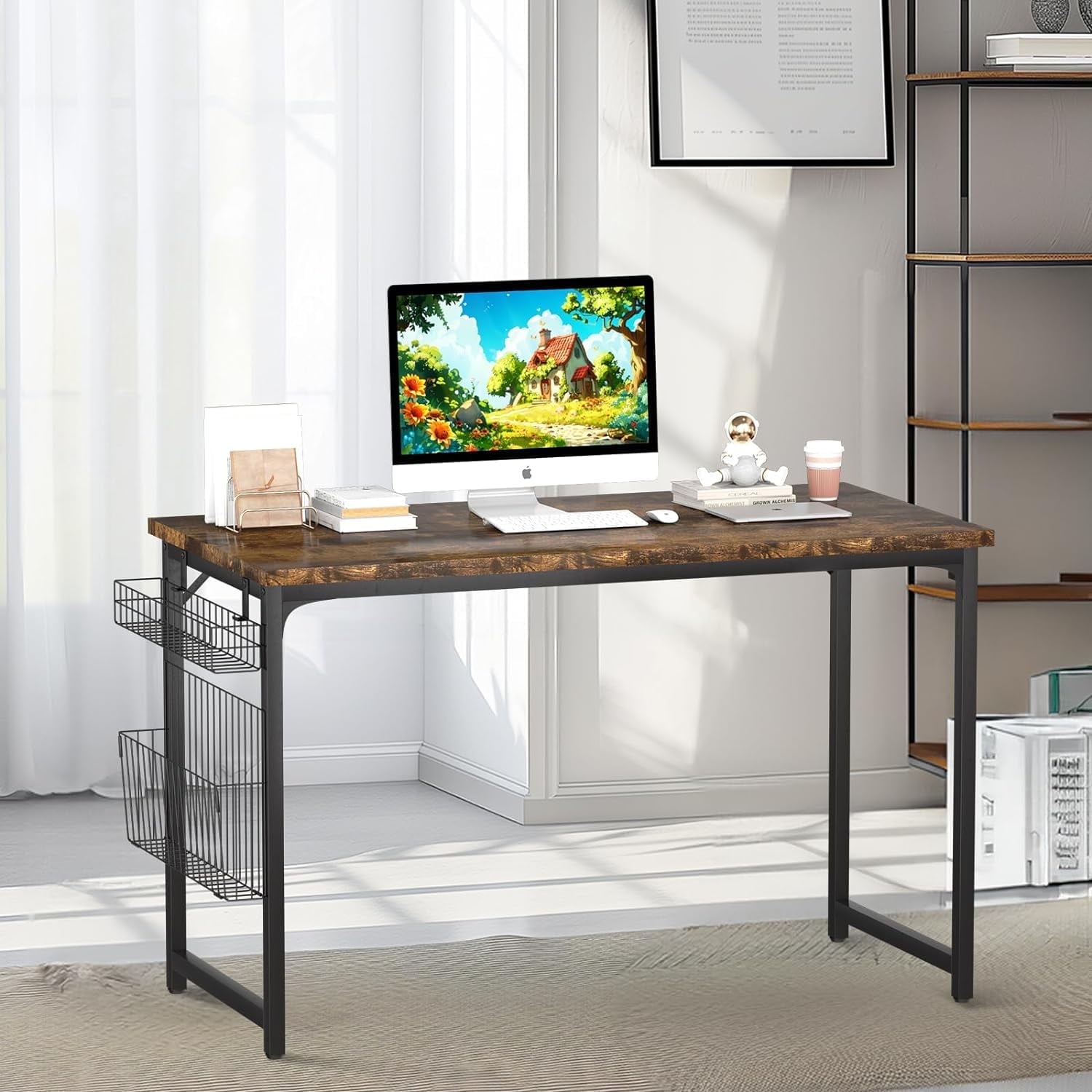 40 inch Office Desk, with Storage Home Office Work Desk with Headphone ...
