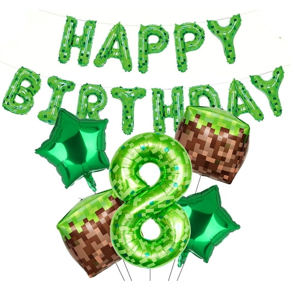 40 inch Pixel balloon set 8th Birthday Party Balloons Mining Balloons ...