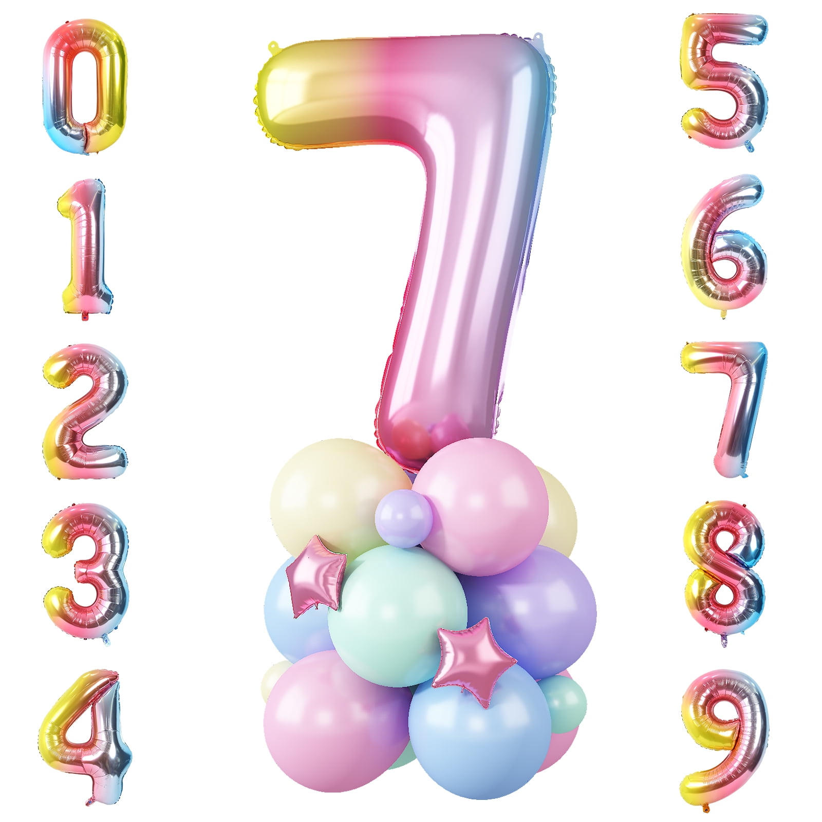 40 inch Rainbow Gradient Colorful Number 3 Baby Birthday Party Foil ...