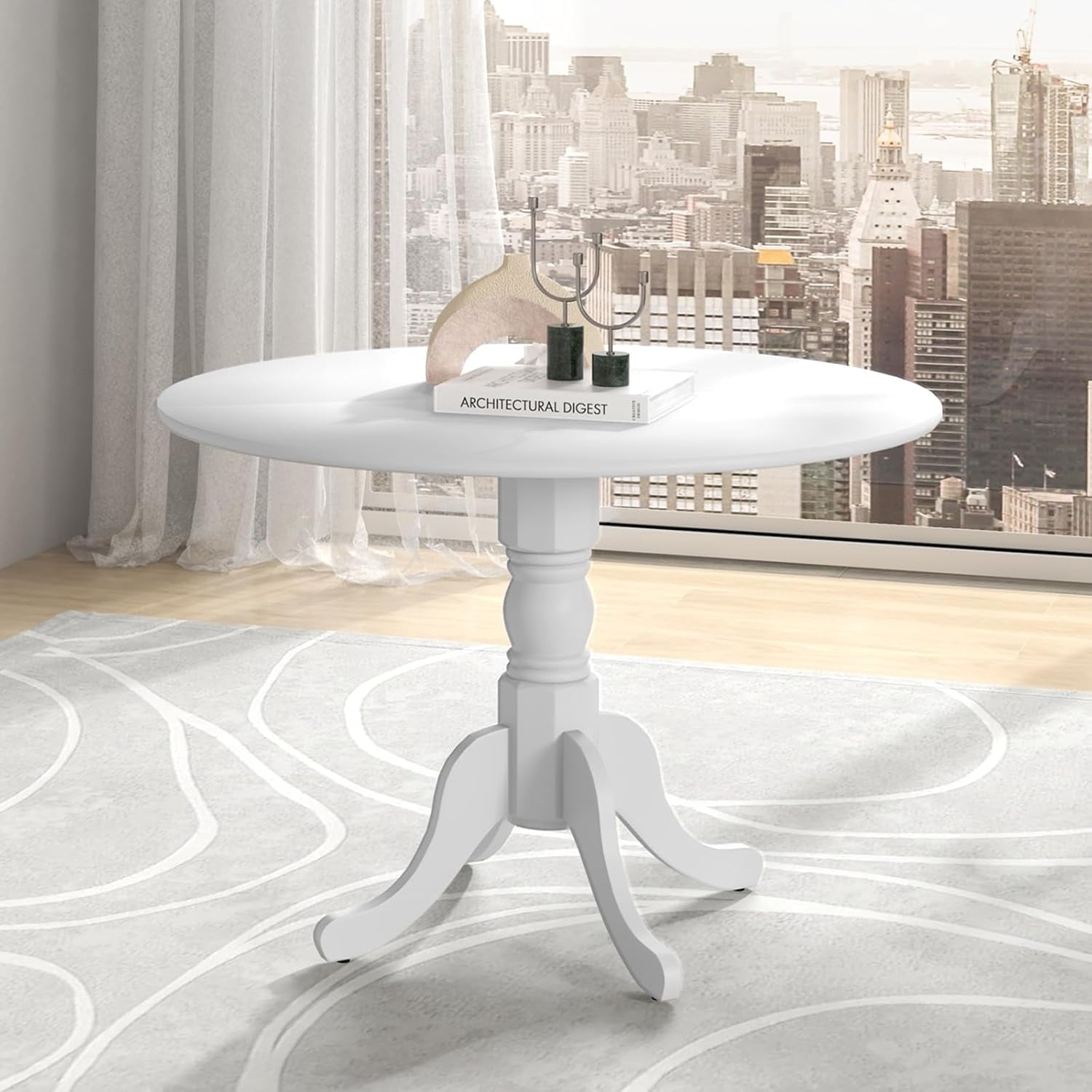 40-inch Round Dining Table, Mid Century Modern Kitchen Table with ...