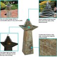 40-inch Slate Outdoor Water Fountain with LED Lights - Layered Pyramid ...