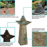 40-inch Slate Outdoor Water Fountain with LED Lights - Layered Pyramid ...